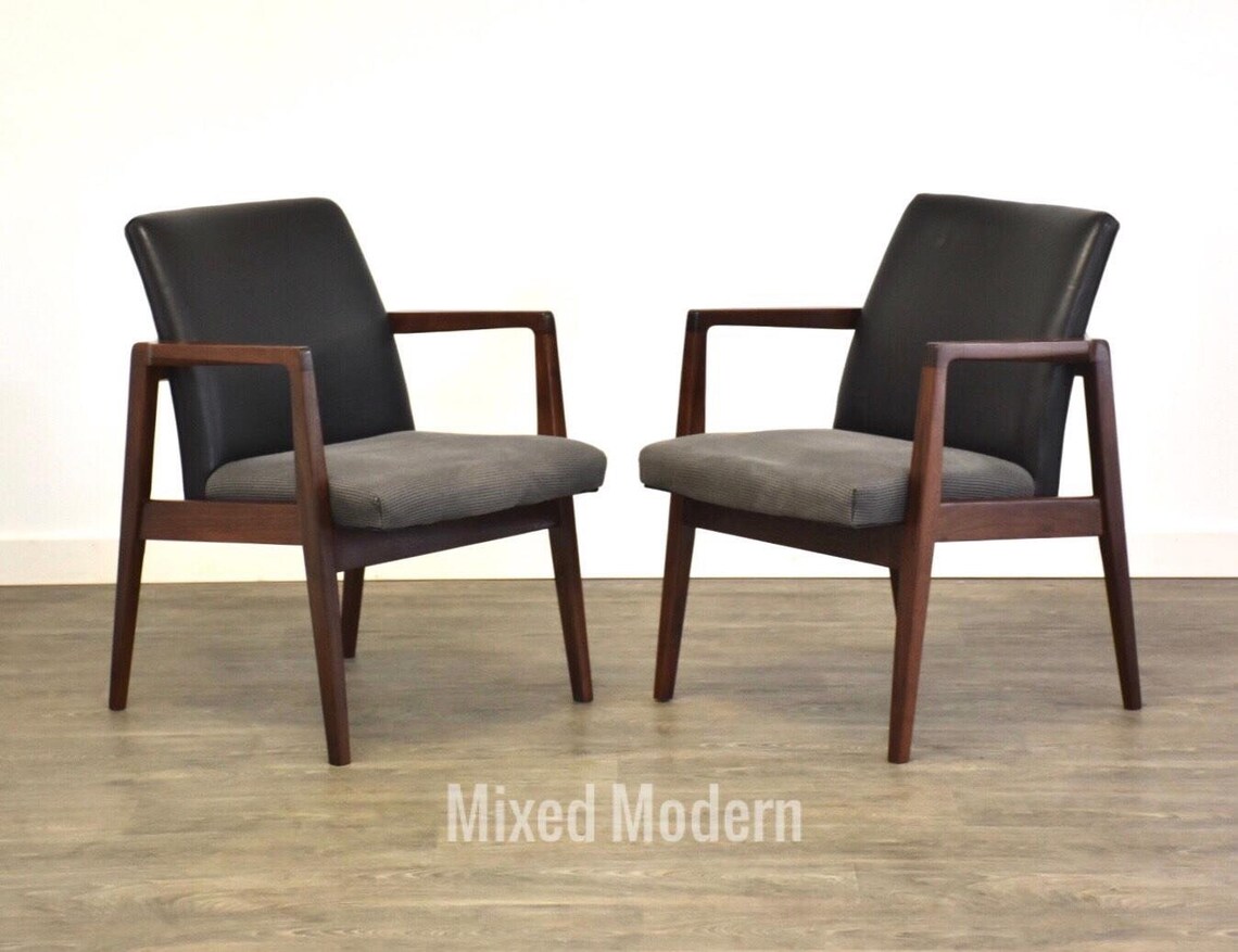 Walnut MCM Lounge Chairs a Pair | Etsy