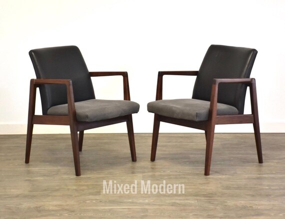 Walnut MCM Lounge Chairs a Pair | Etsy