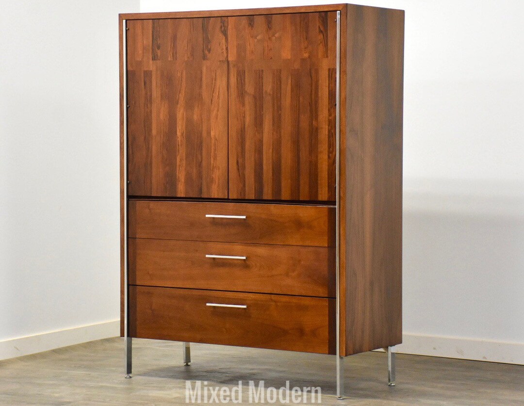 Rosewood Walnut and Chrome Armoire Dresser by Lane Etsy