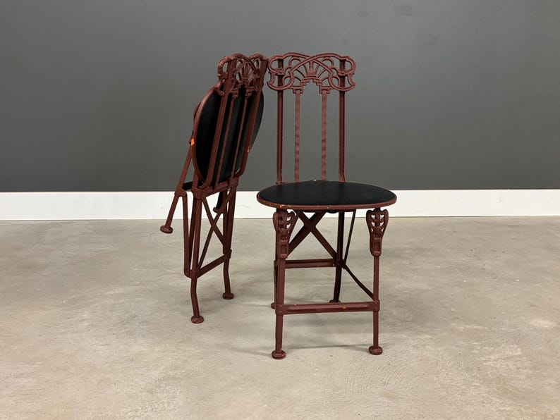 Antique Cast Iron Folding Art Nouveau Chairs - A Pair - Etsy