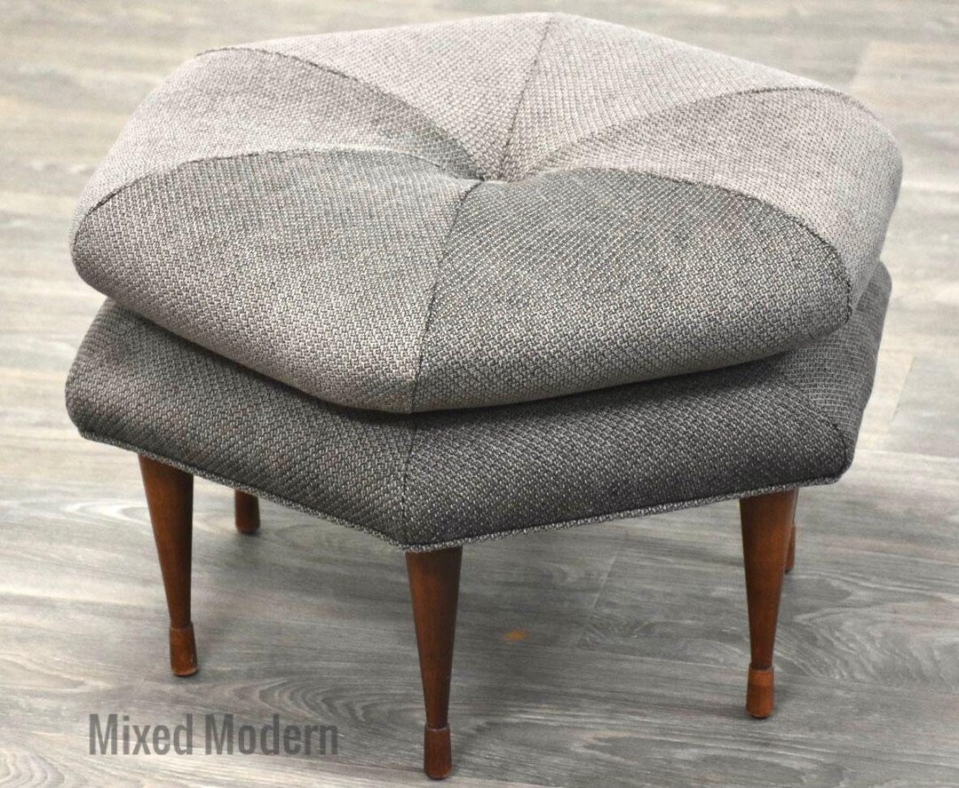 Grey Octagonal Mid Century Ottoman - Etsy