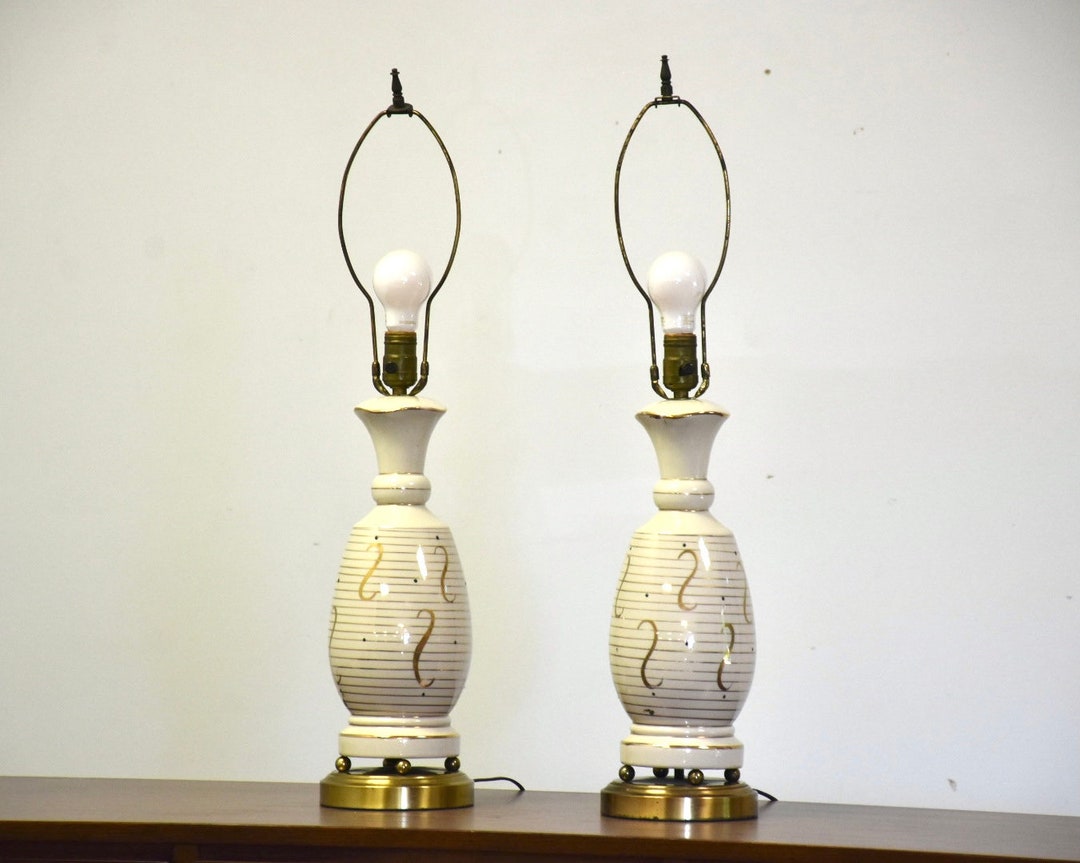 Vintage Brass Table Lamps - A Pair - Etsy