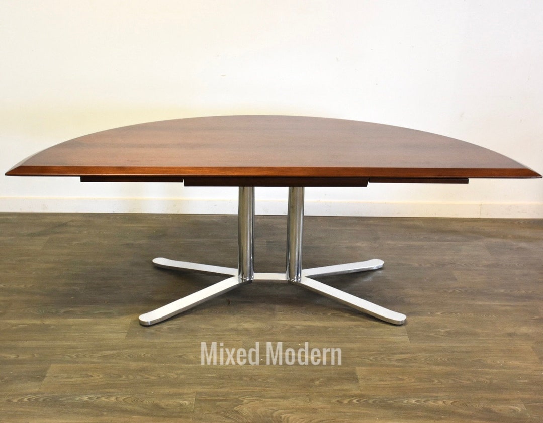 Walnut and Chrome Half Moon Desk - Etsy