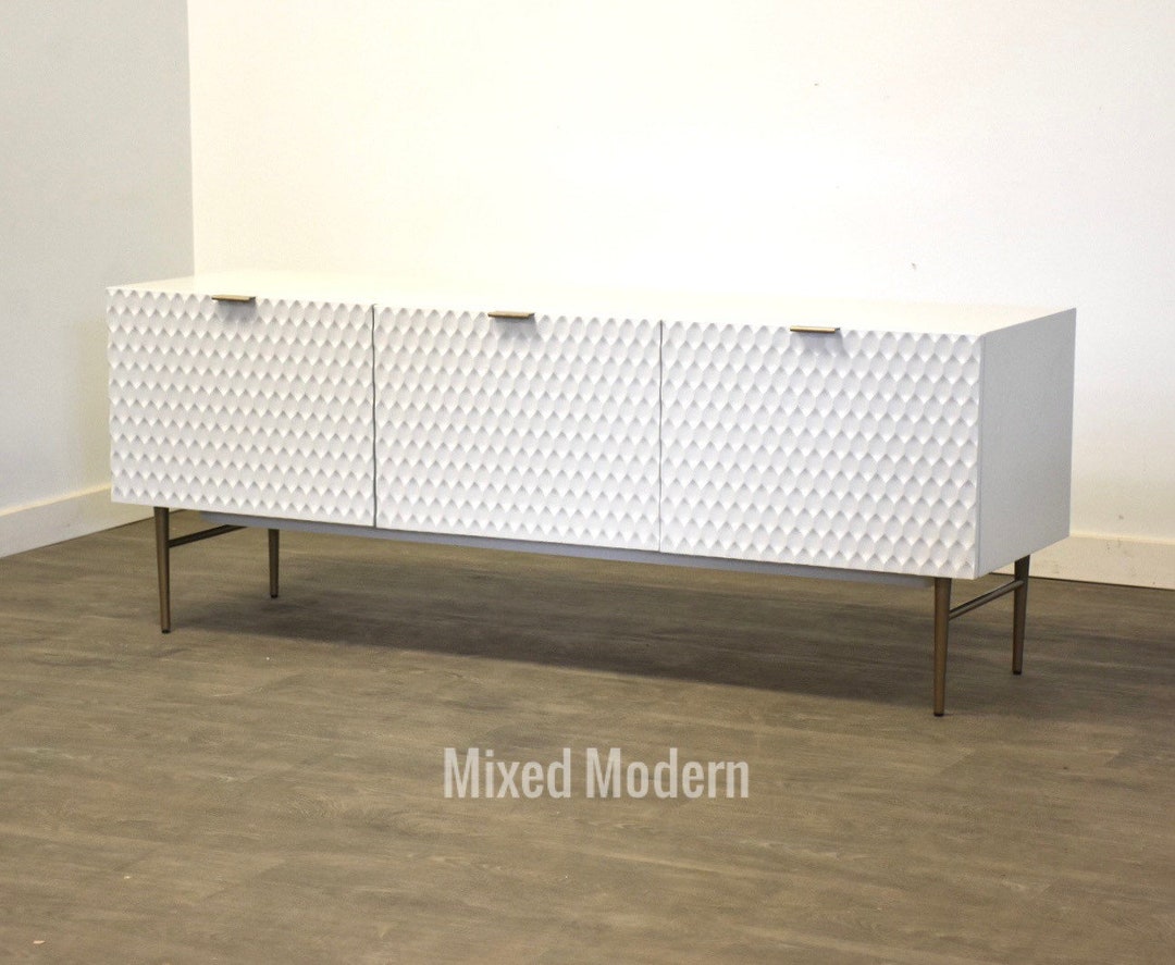 White Credenza TV Console by West Elm Etsy