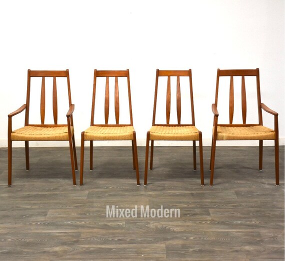 Danish Modem Teak Dining Chairs Set of 4 | Etsy