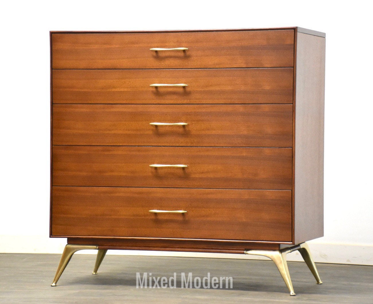 Walnut and Brass Dresser Made by RWAY Furniture Etsy