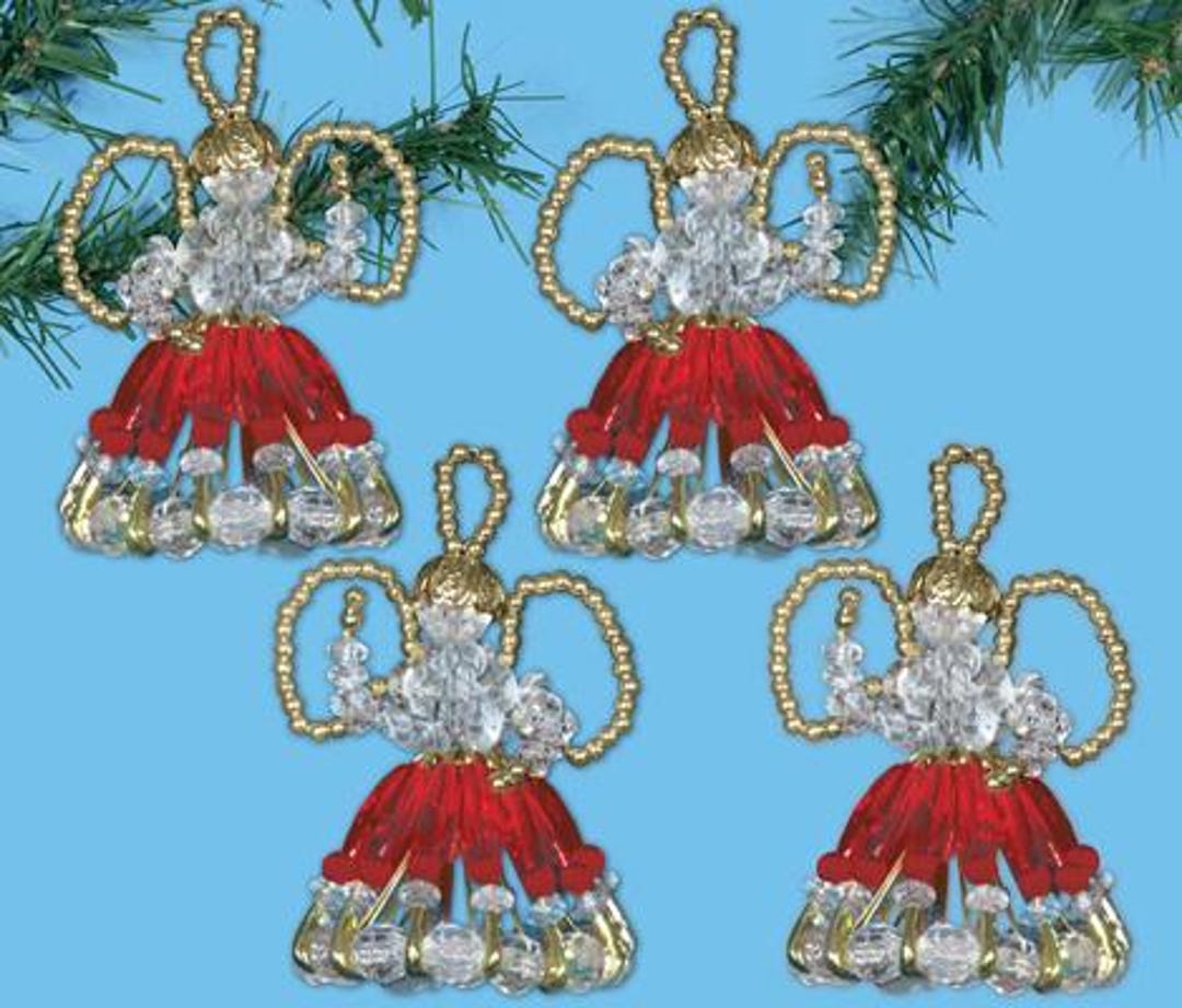Kit for 4 Red Safety Pin Angels, Craft Kit, Angel Craft Kit, Tree ...