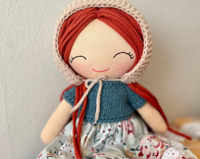 Red Haired Soft Doll, Dress up Fabric Doll, Handmade Toy for Girls ...
