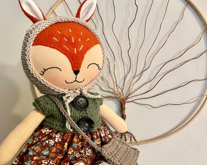 Red Fox Rag Doll, Woodland Animal Toys, Fox Fabric Toy, Stuffed ...