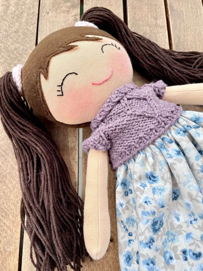 Girl Doll With Long Hair, Rag Doll Handmade, Heirloom Doll, Fabric Doll ...