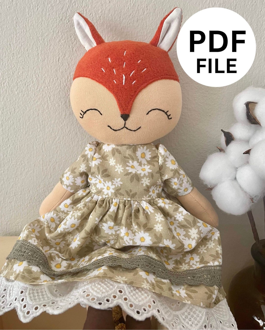 Fox Rag Doll Sewing Instructions, Beginner Level Sewing Tutorial, Pdf ...