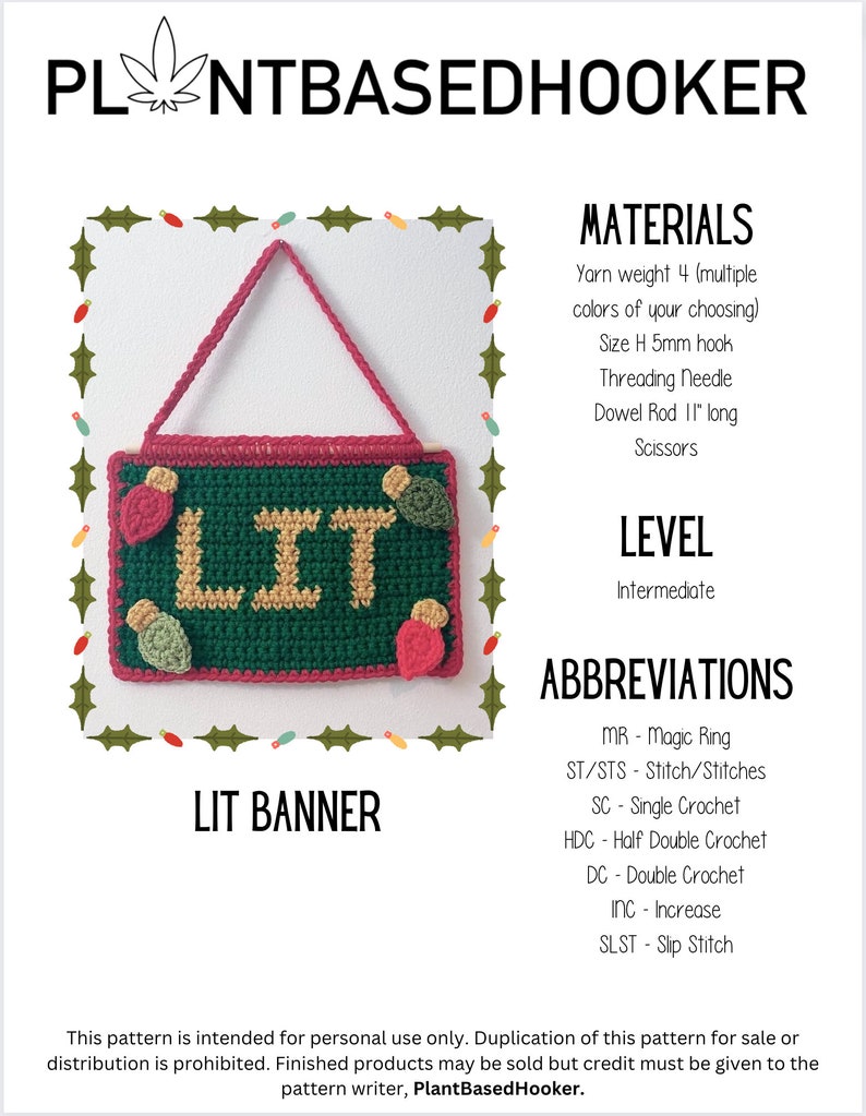 Crochet Pattern | Lit Banner Pattern | Crochet Banner Pattern ...