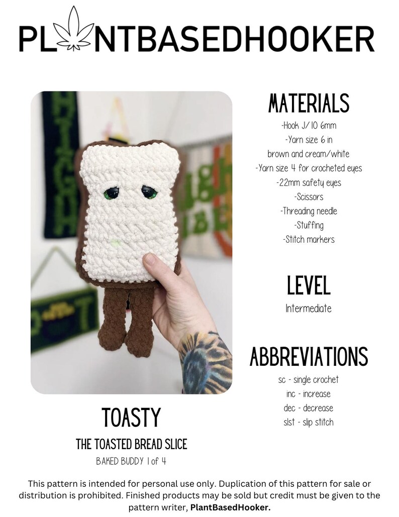 Crochet Toast Plushie Pattern: Beginner Amigurumi (PDF Pattern) - Etsy