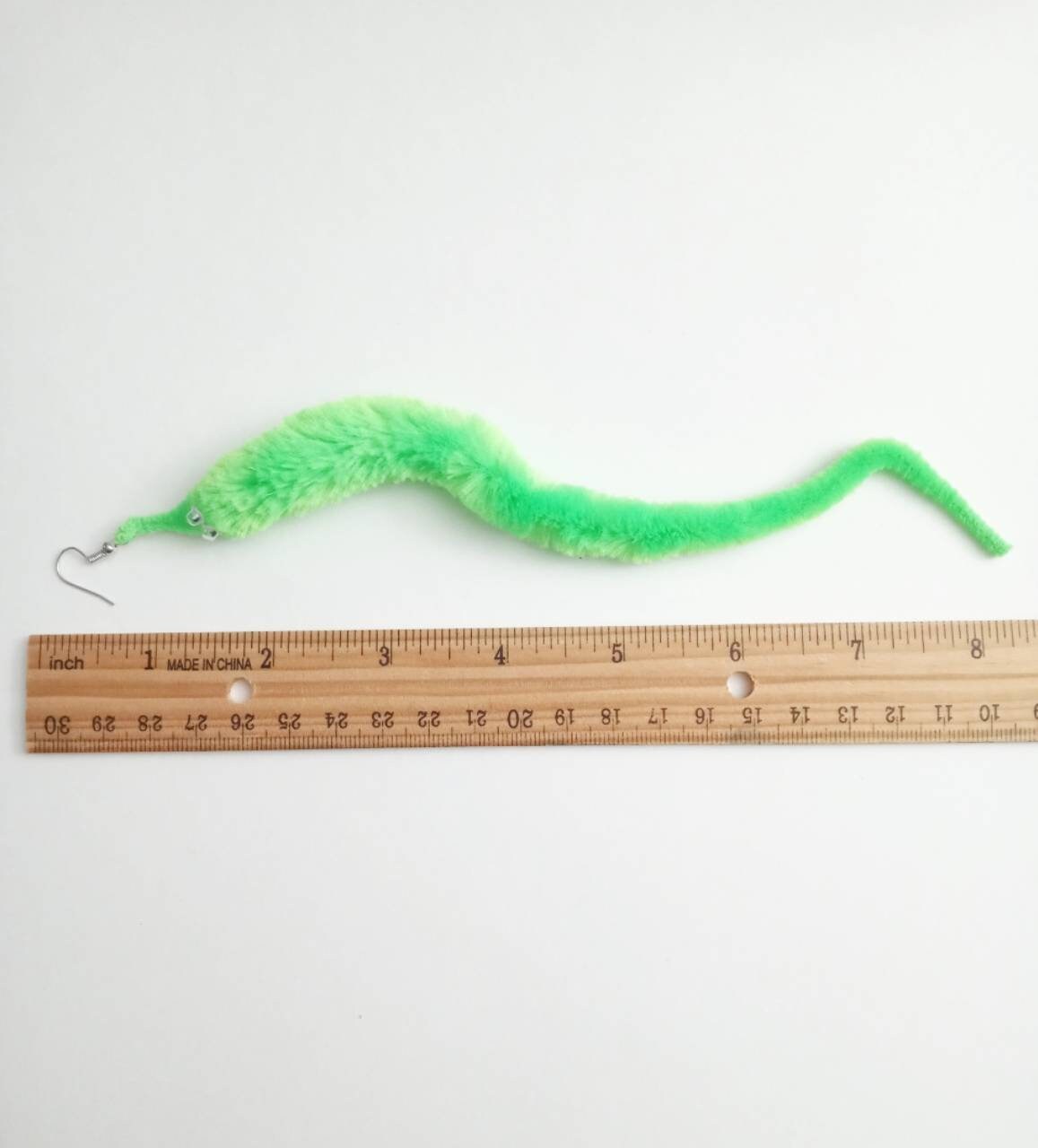 Fuzzy Woolly Neon Worm Toy Hook Costume Earrings - Etsy