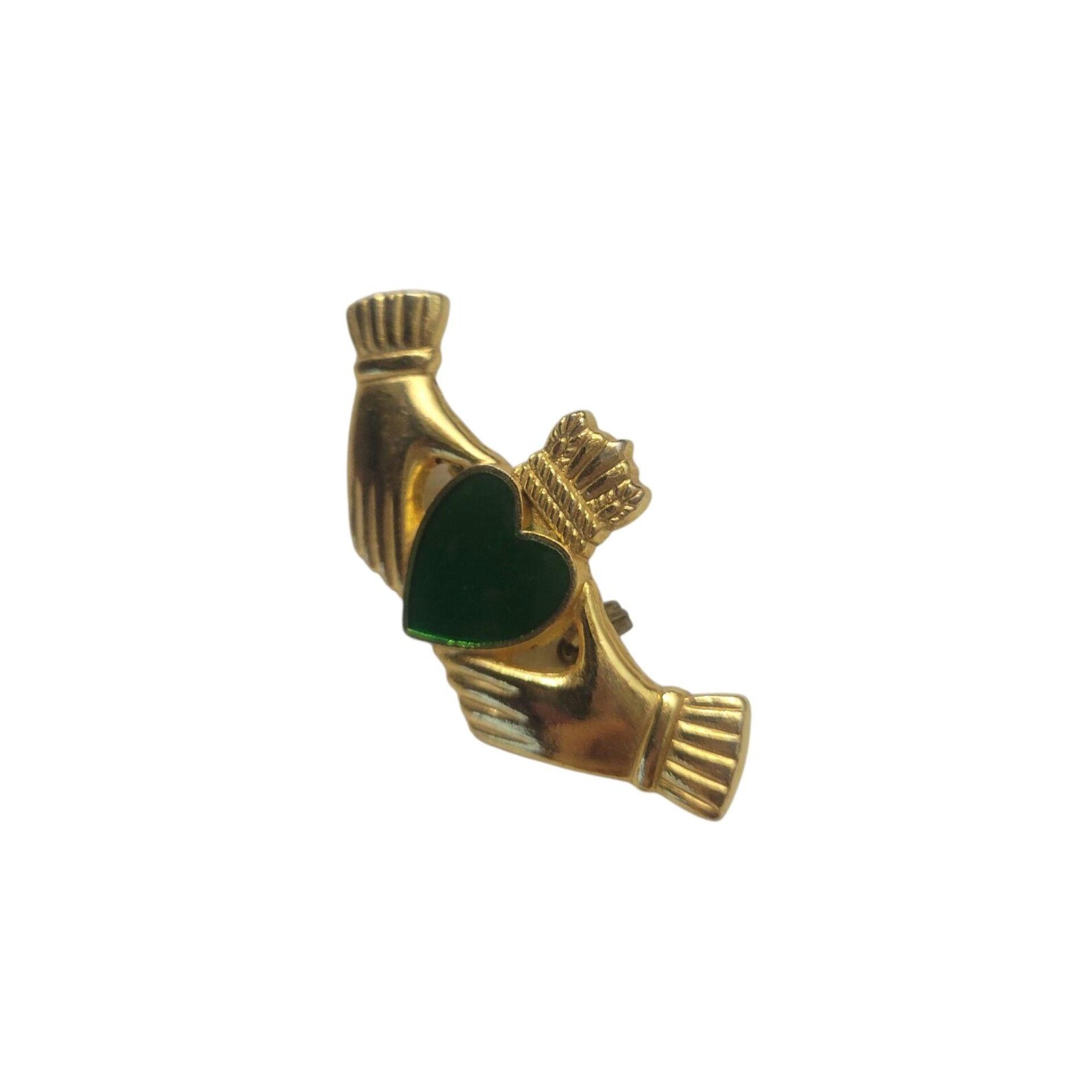 Vintage Claddagh With Gold Hands and Emerald Heart Brooch Lapel Pin - Etsy