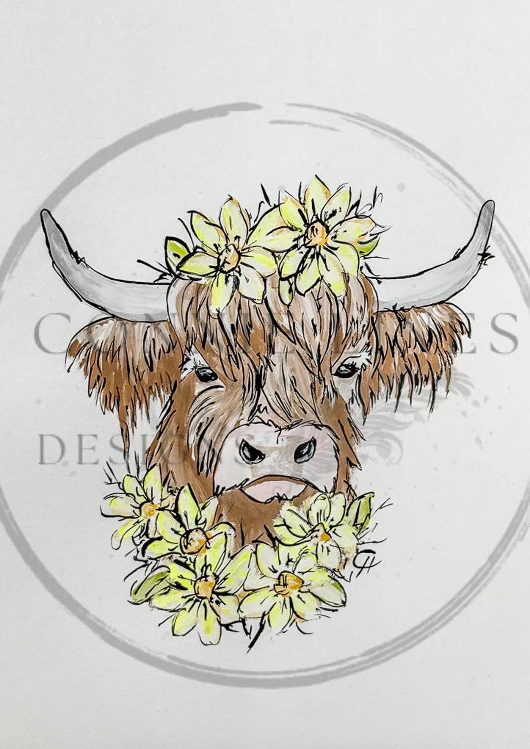 Highland Cow - Franny - Connie Lines and Designs Rice Paper - Etsy