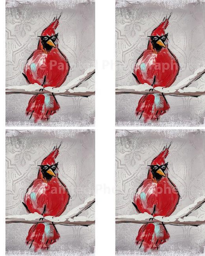 Cardinal Surprise (multiple) – Connie Lines and Designs Rice Paper - Etsy