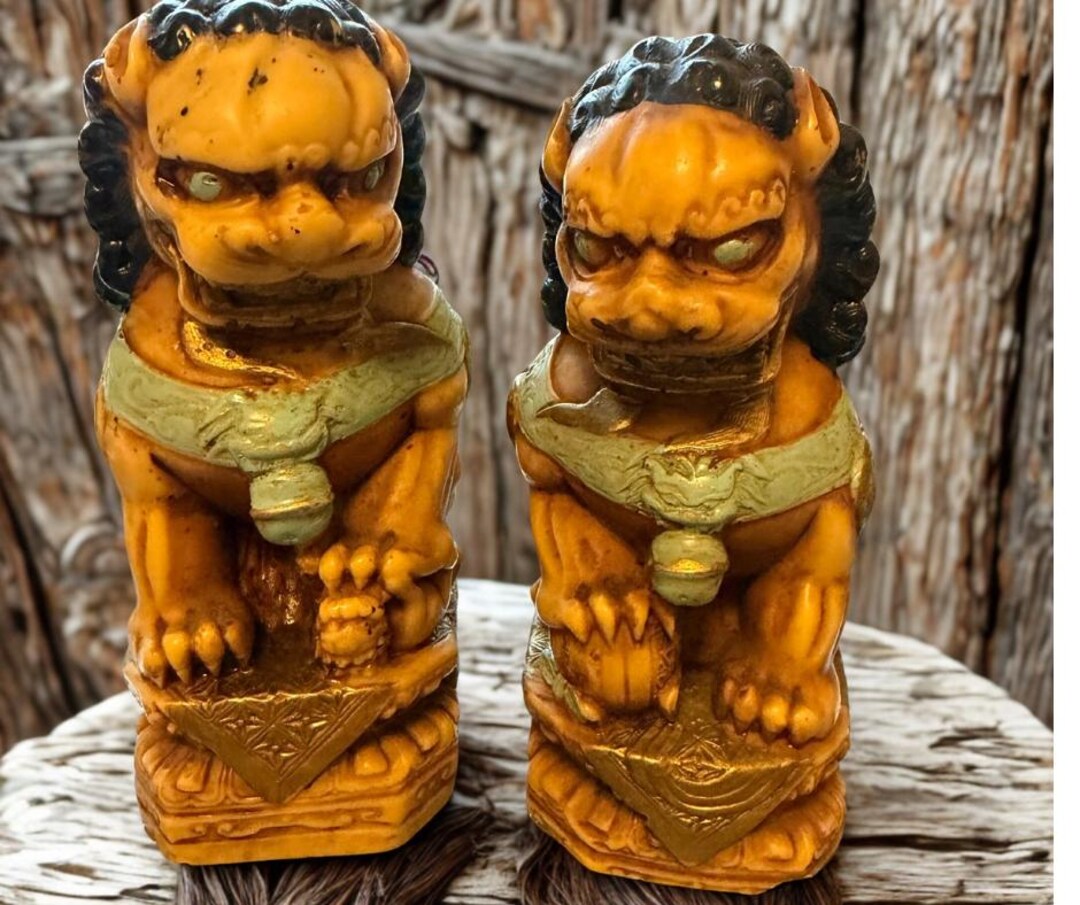 Vintage Chinese Foo Lion/ Carved Resin Foo Dog/ Traditional Foo Dog ...