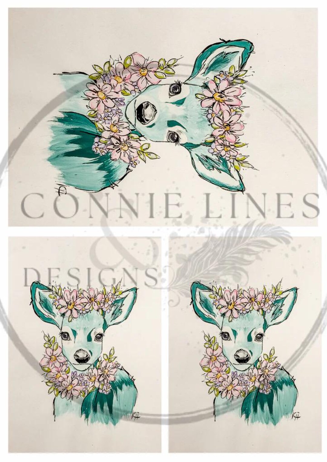 Multiple Spring Doe - Connie Lines and Designs Rice Paper - Etsy