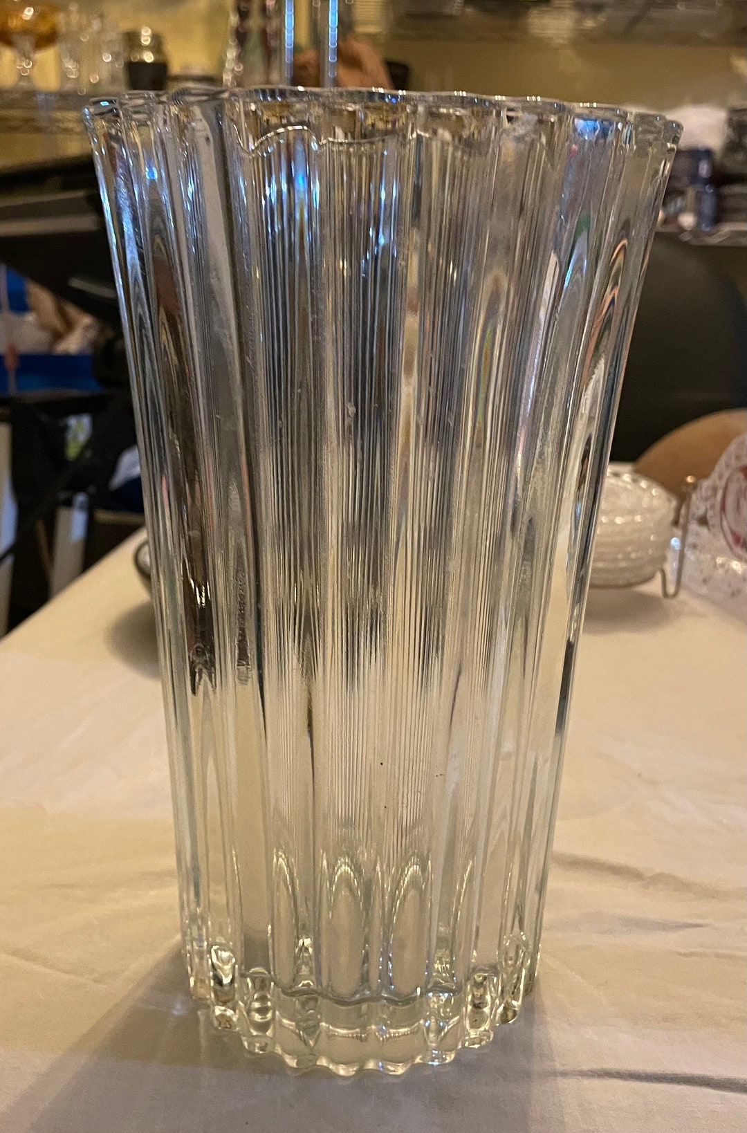 Cristal Darques Athena Ribbed Crystal Flared Vase - Etsy