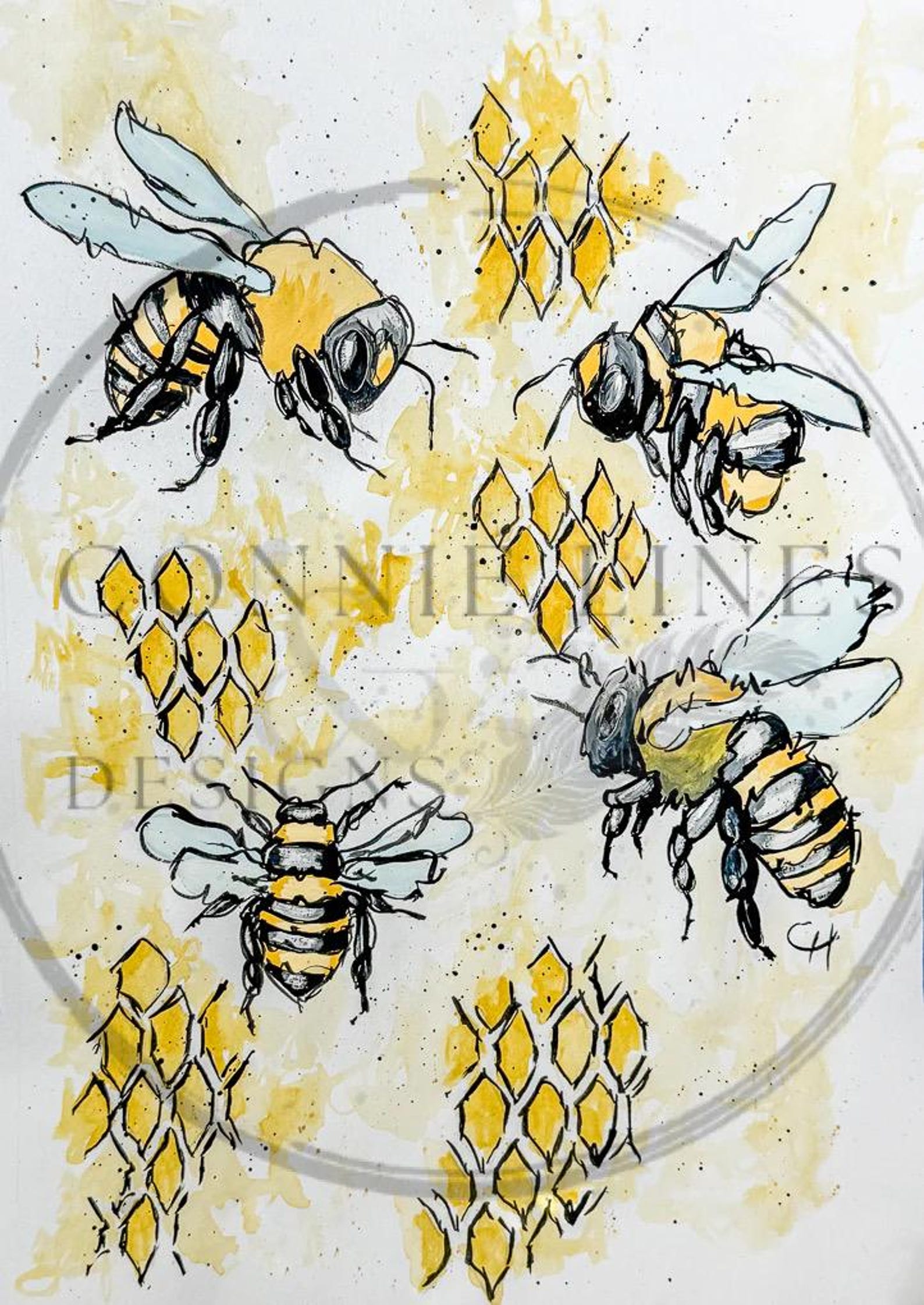 Busy Bees - Connie Lines and Designs Rice Paper - Etsy