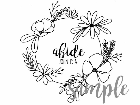 Abide Black and White Coloring Printable | Etsy