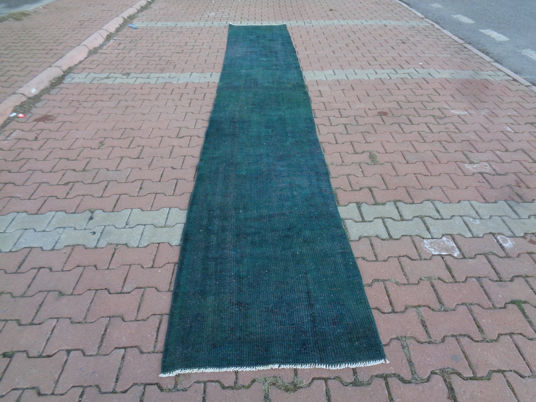 Green Staircase Runner, Extra Long Runner 17x2.6 Vintage Hallway Runner ...