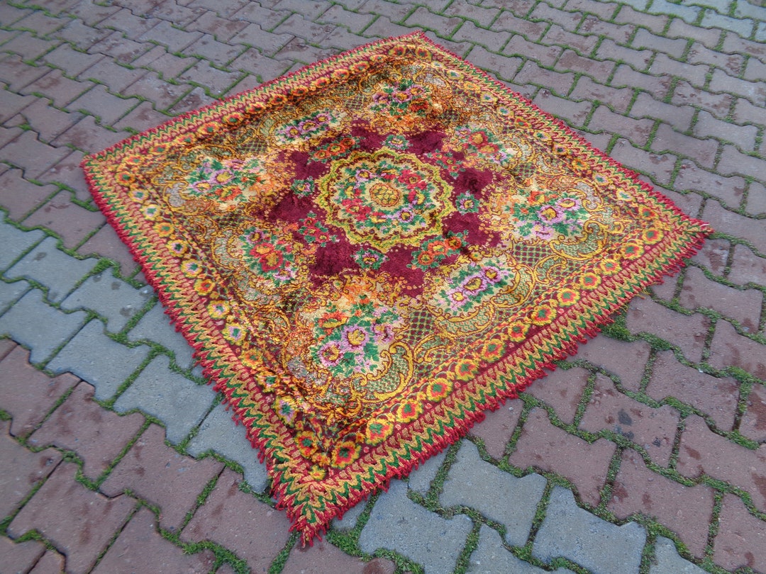 4.4x4.4 Ft Burgundy Lace Tablecloth Vintage Square İtalian Tablecover ...