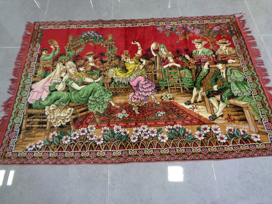 5.8x4 Ft Vintage Latin Dancer Wall Art, Bohemian Mexican Wall Carpet ...