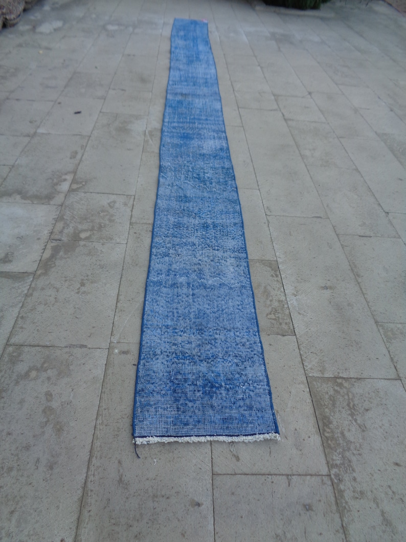 Extra Long Runner,hand Made Kitchen Carpet,overdyed Vintage Rug,low ...