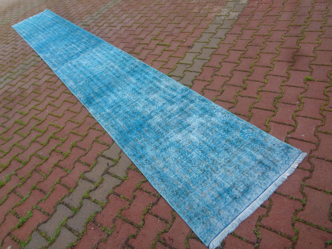 2.53 X 17.5 Ft Turquoise Extra Long Runner Rug, Vintage Long Narrow Rug ...