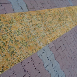 2'2'' X 18' 4'' Extra Long Yellow Overdye Vintage Runner Rug, Handmade ...