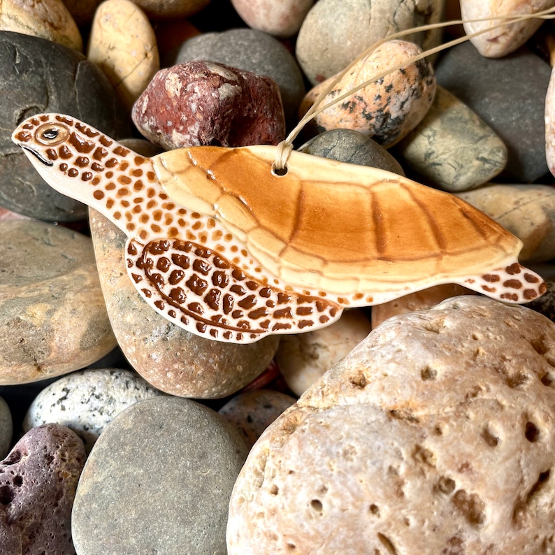 Handmade Ceramic Turtle Hanging Decoration: Nautical Christmas - Etsy