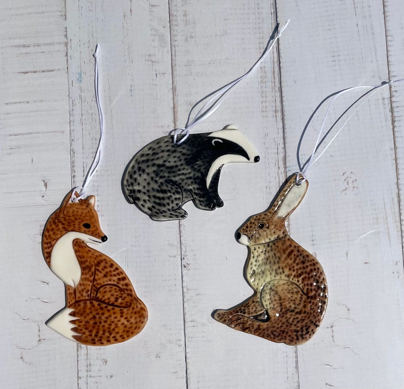 Ceramic Woodland Animal Bundle. Gift Hanging Decoration. - Etsy