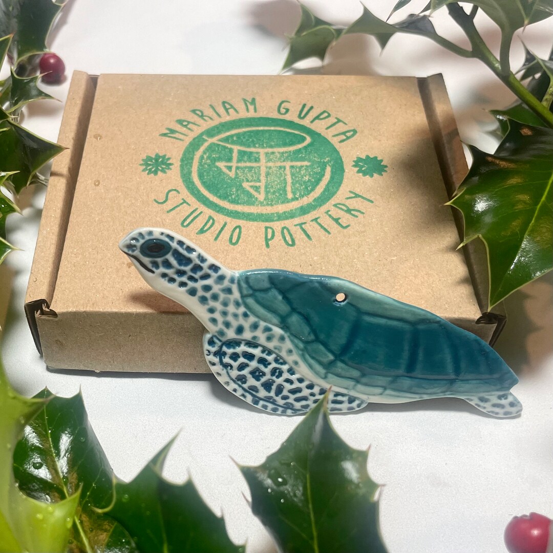 Handmade Ceramic Turtle Hanging Decoration: Nautical Christmas - Etsy