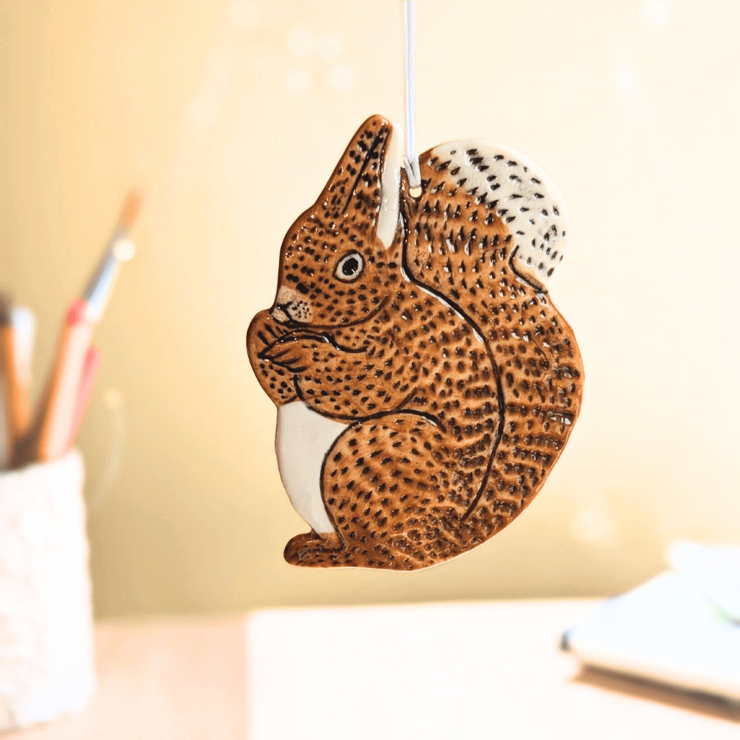 Red Squirrel Ceramic Christmas Decoration /handmade Porcelain Gift ...