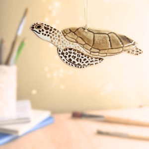 Handmade Ceramic Turtle Hanging Decoration: Nautical Christmas - Etsy