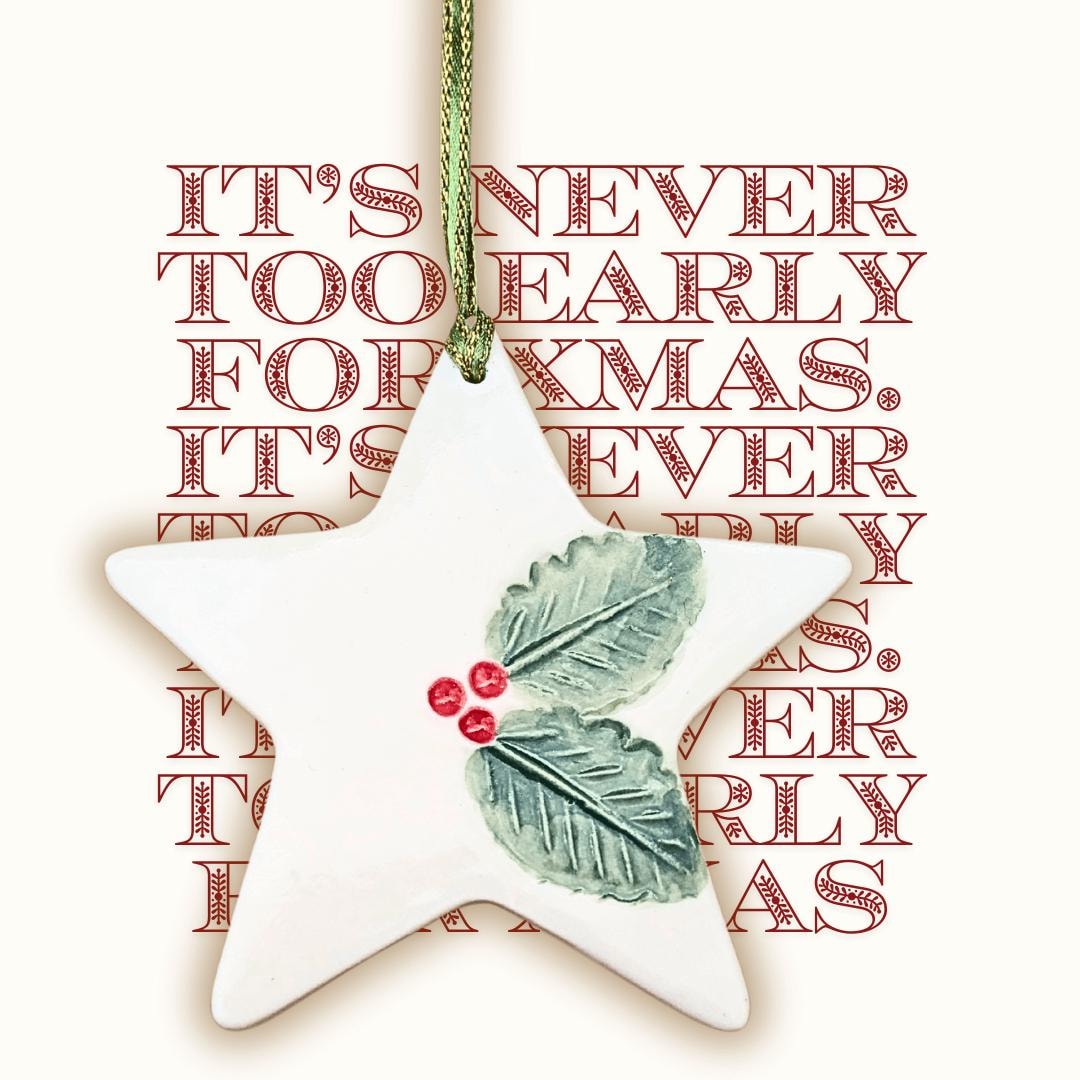 Hand Made Ceramic/porcelain Christmas Star Decoration. Red Berry ...