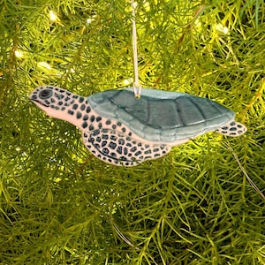 Handmade Ceramic Turtle Hanging Decoration: Nautical Christmas - Etsy