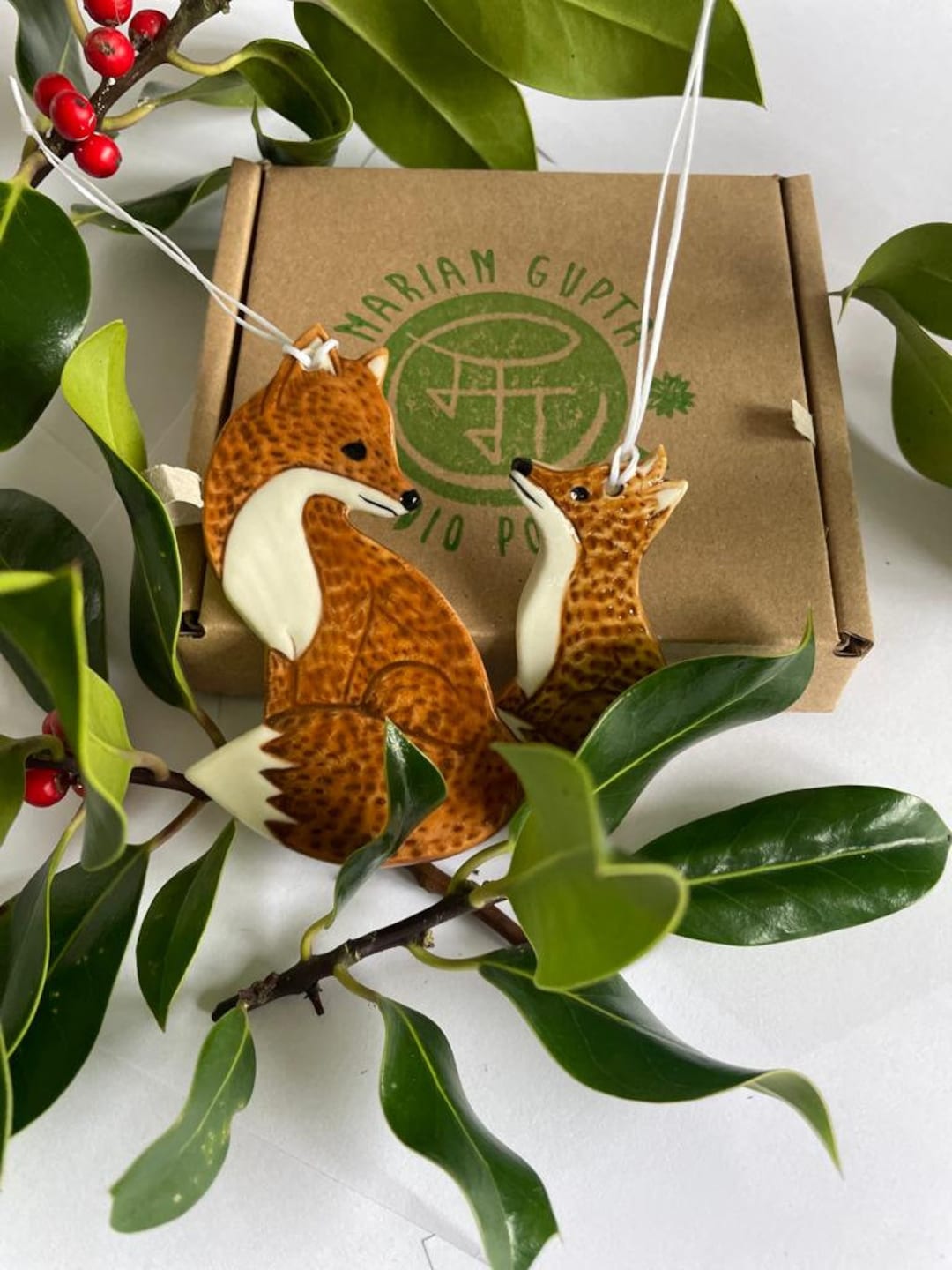 Baby & Mummy Fox Decoration, Ceramic Wall Hanging,mothers Day Gift ...