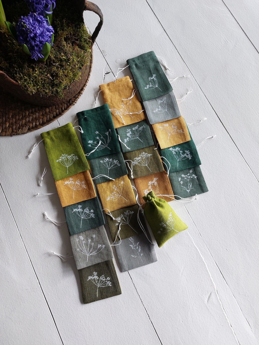 20 Pcs Small Linen Bag, Green Decor, Empty Arom Bags, Bulk Bag - Etsy ...