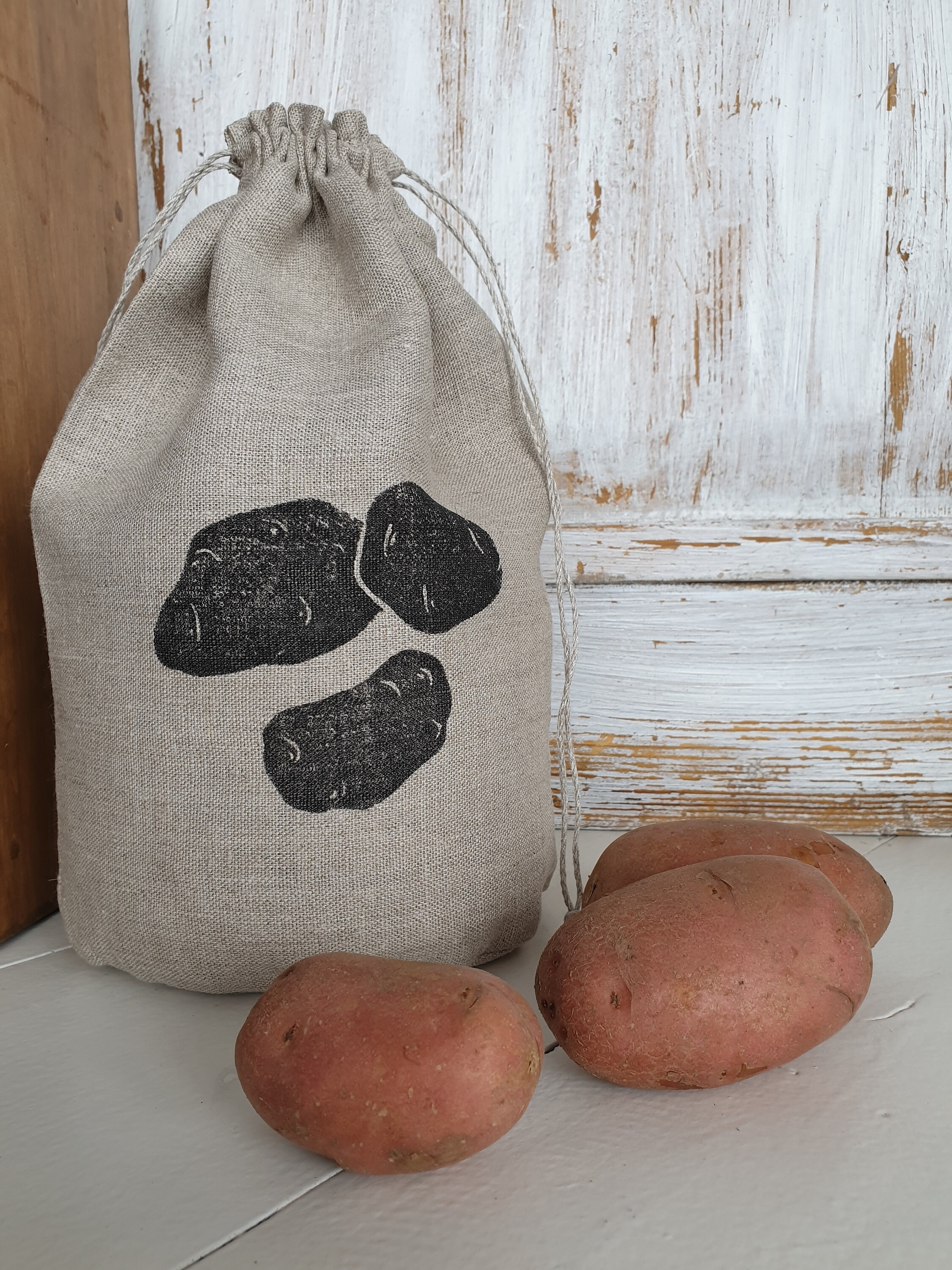 Vegetable storage potato natural linen kitchen storage bag | Etsy