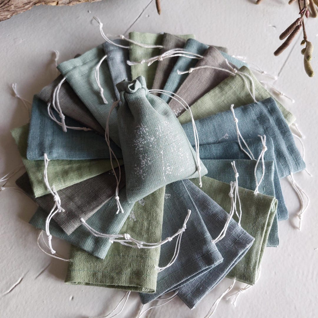 20 Pcs Small Linen Bags, Green Decor, Empty Aroma Sachets, Bulk Bag ...