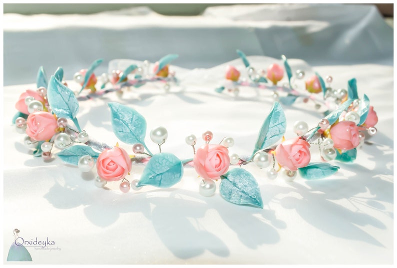 Rose Flower Crown Rose Crown Clay Flower Crown Polymer Flower - Etsy