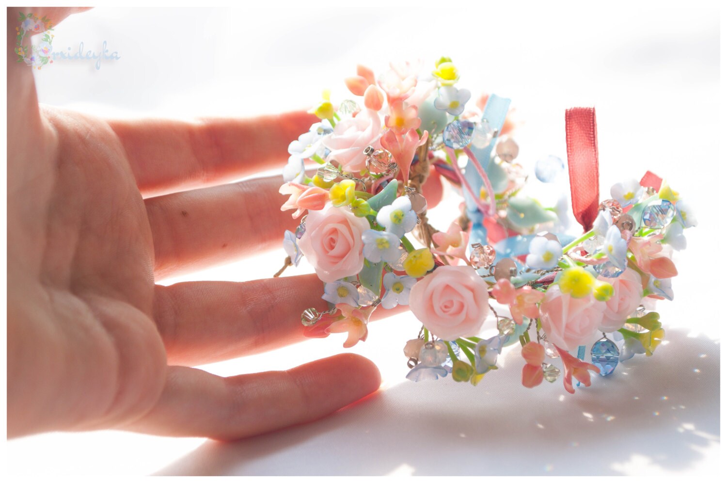 Rose Bracelet Romantic Bracelet Pink Roses Flower Bracelet | Etsy