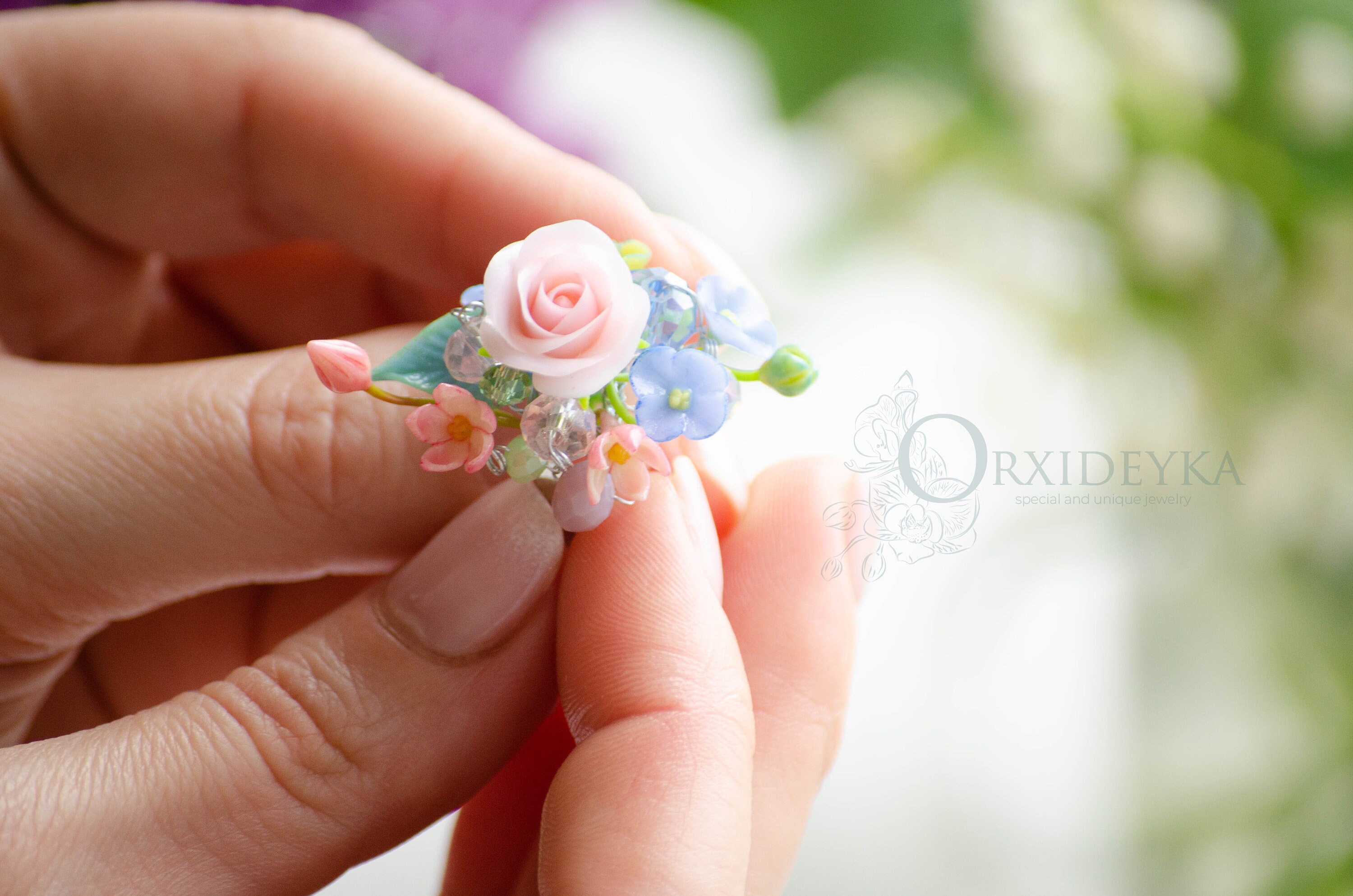 Pink Rose Ring Rose Flower Ring Light Pink Ring Pink Jewelry Forget Me ...