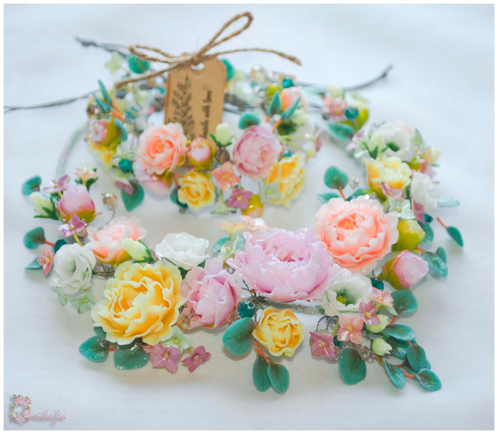 Wedding Necklace Yellow Flower Necklace Peach Flower Necklace - Etsy