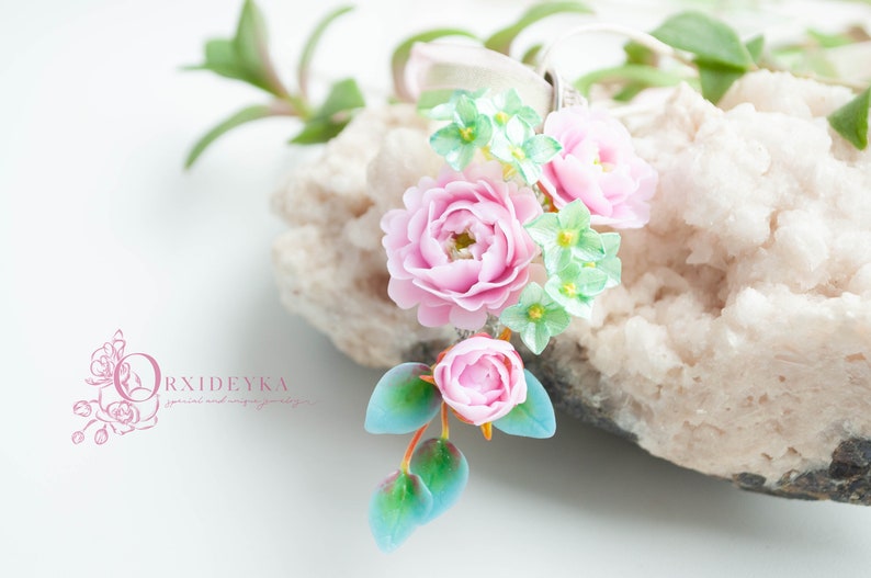 Peony Pendant Polymer Clay Jewelry Flower Pendant Custom Order | Etsy