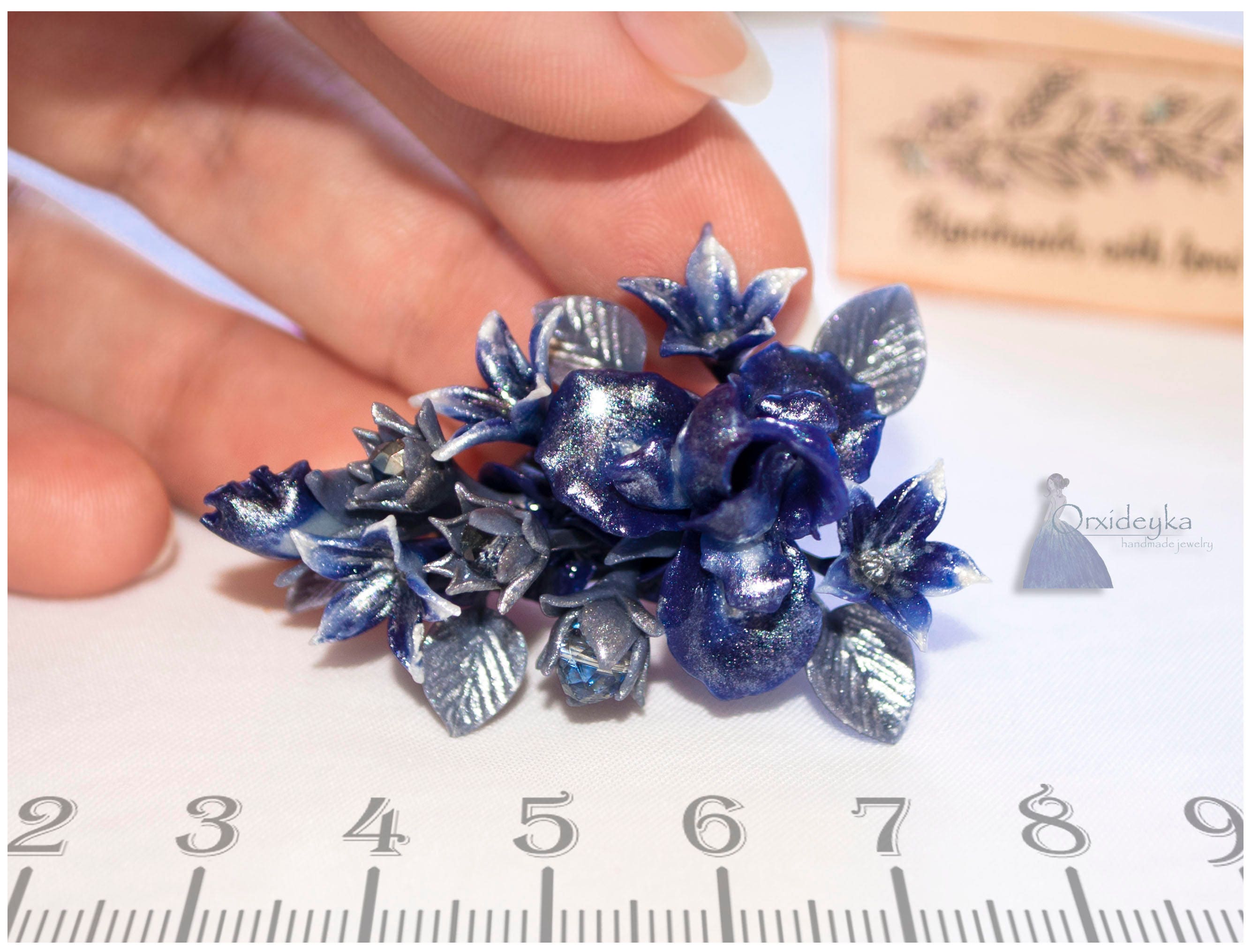 Blue Iris Brooch Fantasy Brooch Polymer Clay Brooch Polymer | Etsy