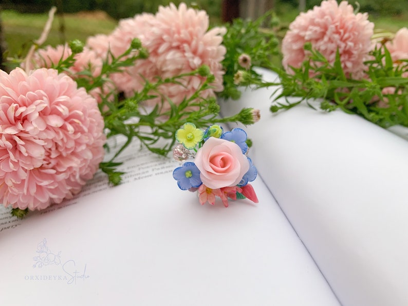 Pink Rose Ring Rose Flower Ring Light Pink Ring Pink Jewelry Forget Me ...